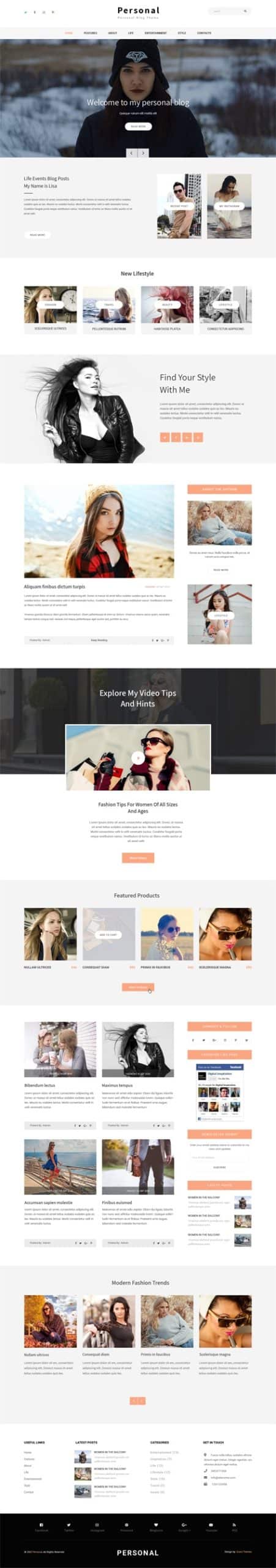 Personal WordPress theme for Profile, Blogger and Portfolio