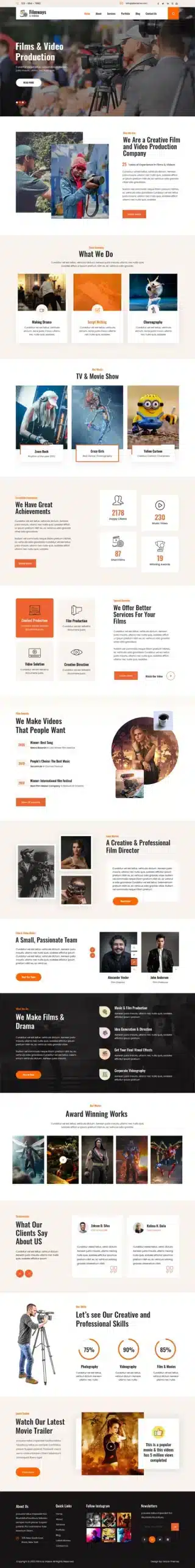 Filmmaker WordPress theme for Video Production Company